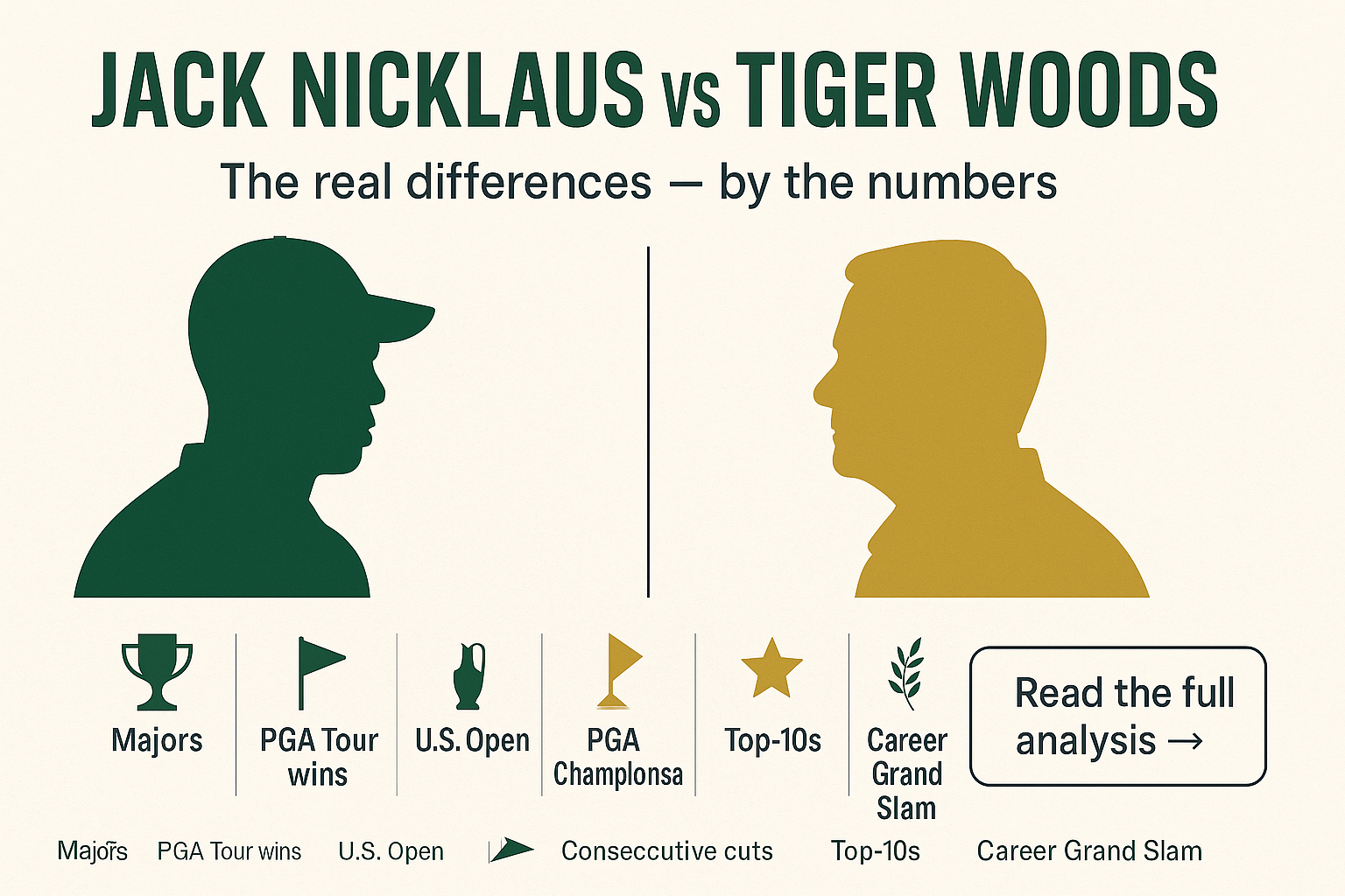 Jack Nicklaus vs. Tiger Woods: the real differences by the numbers ...